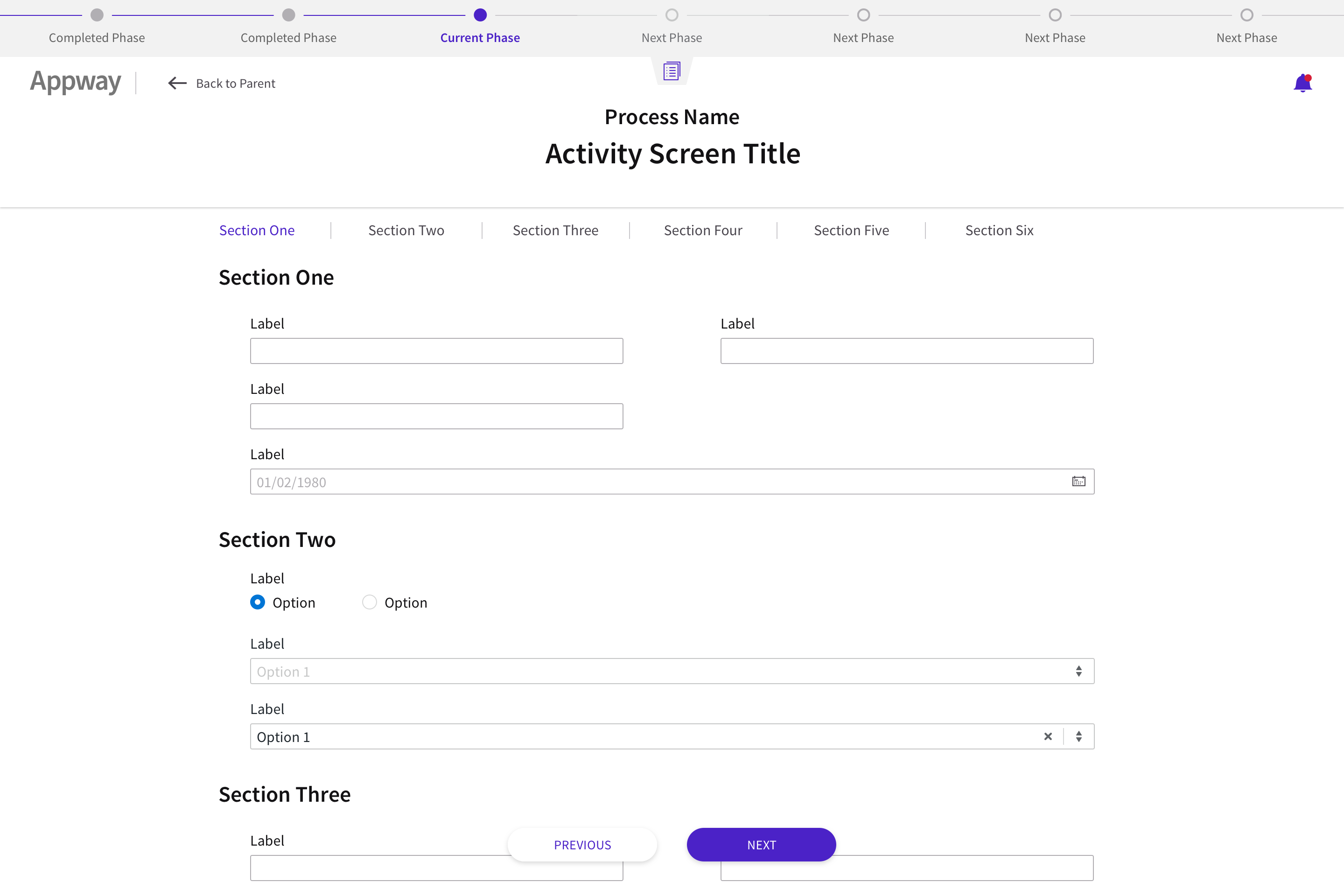 Screen Types - Patterns | Appway Design System